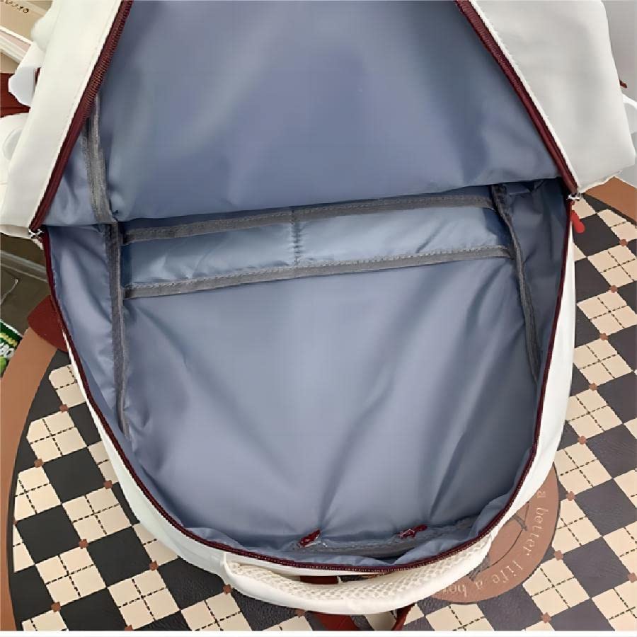 KFTHKOR Kawaii Backpack,Girl Backpack With,Junior Backpack,Middle School Student Schoolbag (White Blue)