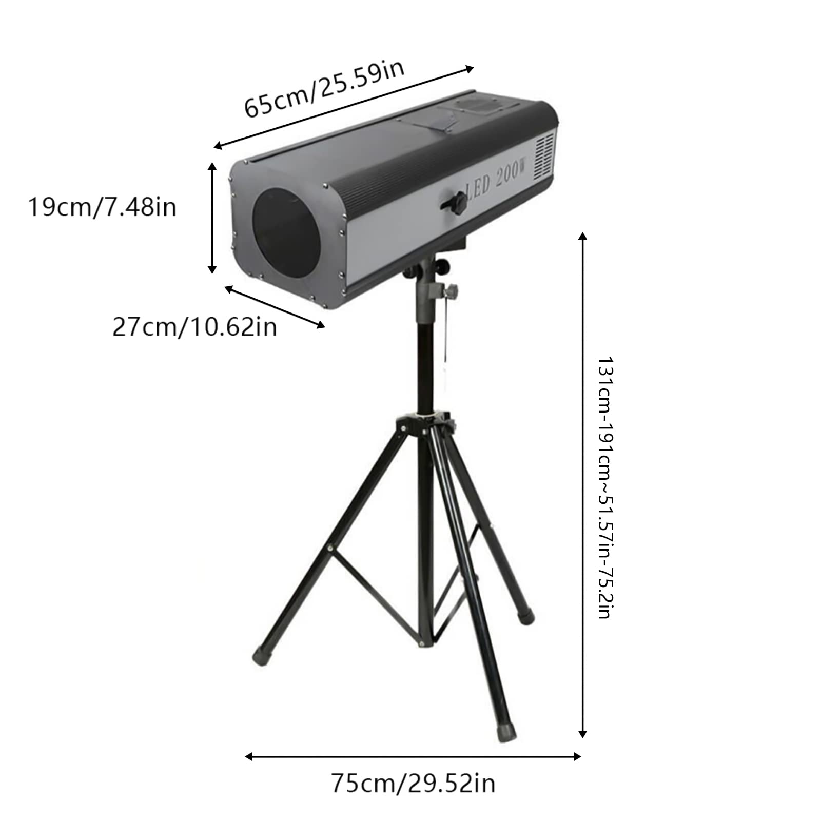 CNCEST Stage Spotlight 200W LED Follow Spotlight with Stand Party DJ Disco Light Beam Spotlight Lamp Manual Control Stage Led Light Follow Spot Beam Light for Party Disco Wedding Birthdays Party Show