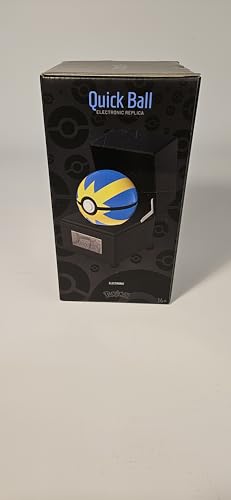 The Wand Company Pokémon Poké Ball Authentic Replicas - Realistic, Electronic, Die-Cast Poké Ball with Display Case Light Features (Quick Ball)