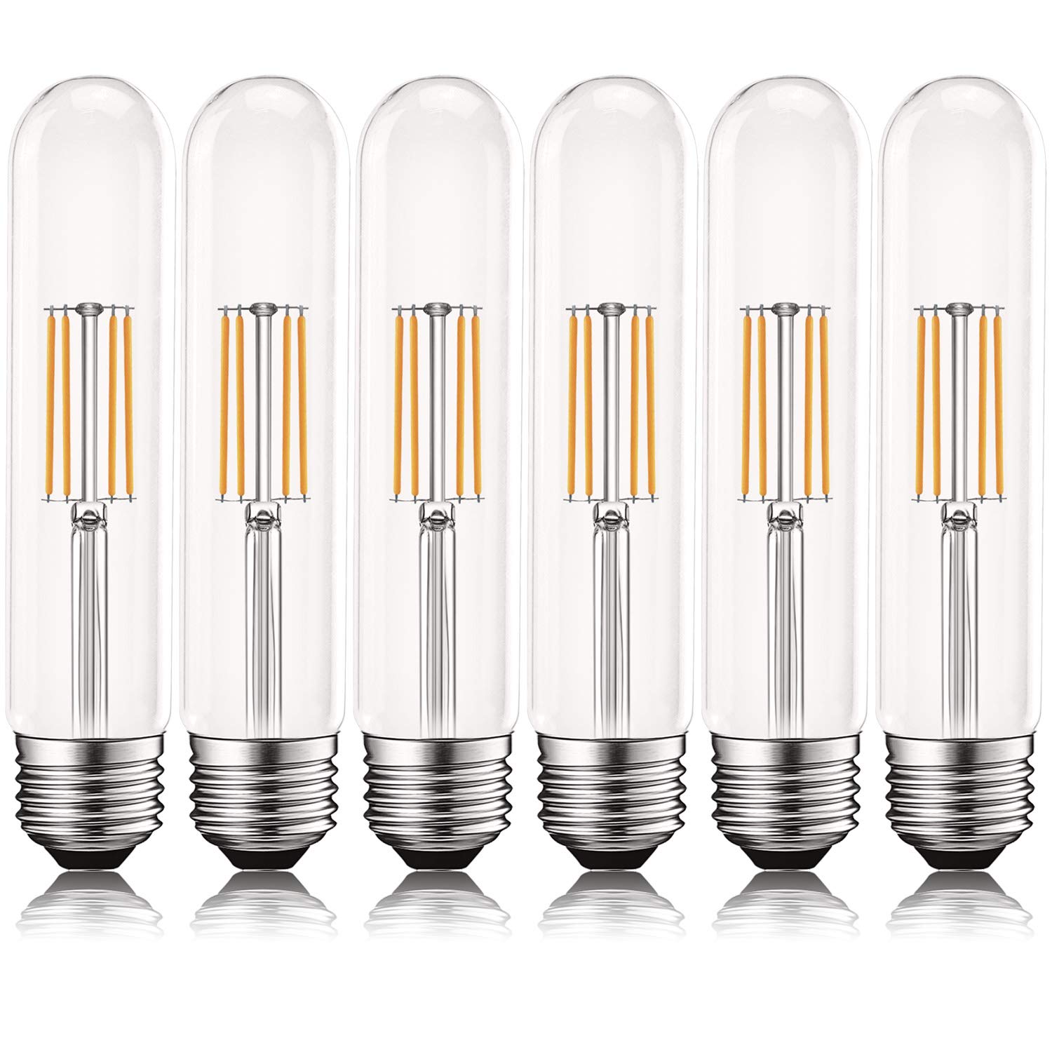 LUXRITE Vintage T9 LED Tube Light Bulbs 60W Equivalent, 2700K Warm White, 550 Lumens, Dimmable Edison Tubular Light Bulbs 5W, Clear Glass, LED Filament Bulb, UL Listed, E26 Standard Base (6 Pack)