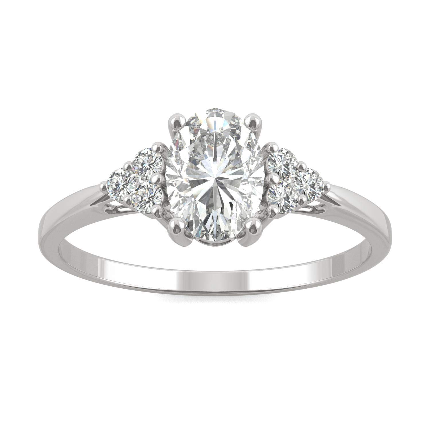 Charles & Colvard 14K White Gold Moissanite 7x5mm Oval Engagement Ring-size 7.5 1.02cttw DEW