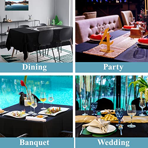 Vidafete 90*132inch Rectangle Tablecloth Polyester Table Cloth,Stain Resistant and Wrinkle Polyester Dining Table Cover for Kitchen Dinning Party Wedding Rectangular Tabletop Buffet Decoration(Black)