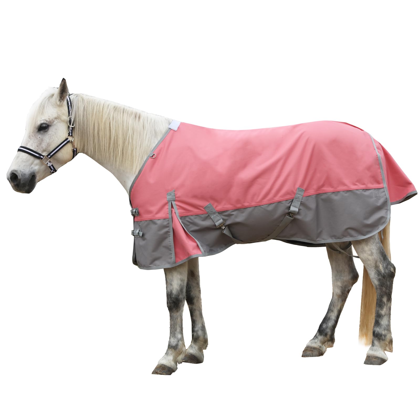 Gallopoff 1200 Denier Rip-Stop Turnout Rain Sheet Lightweight Waterproof Breathable Horse Blanket (No Fill) Pinkgrey 69"