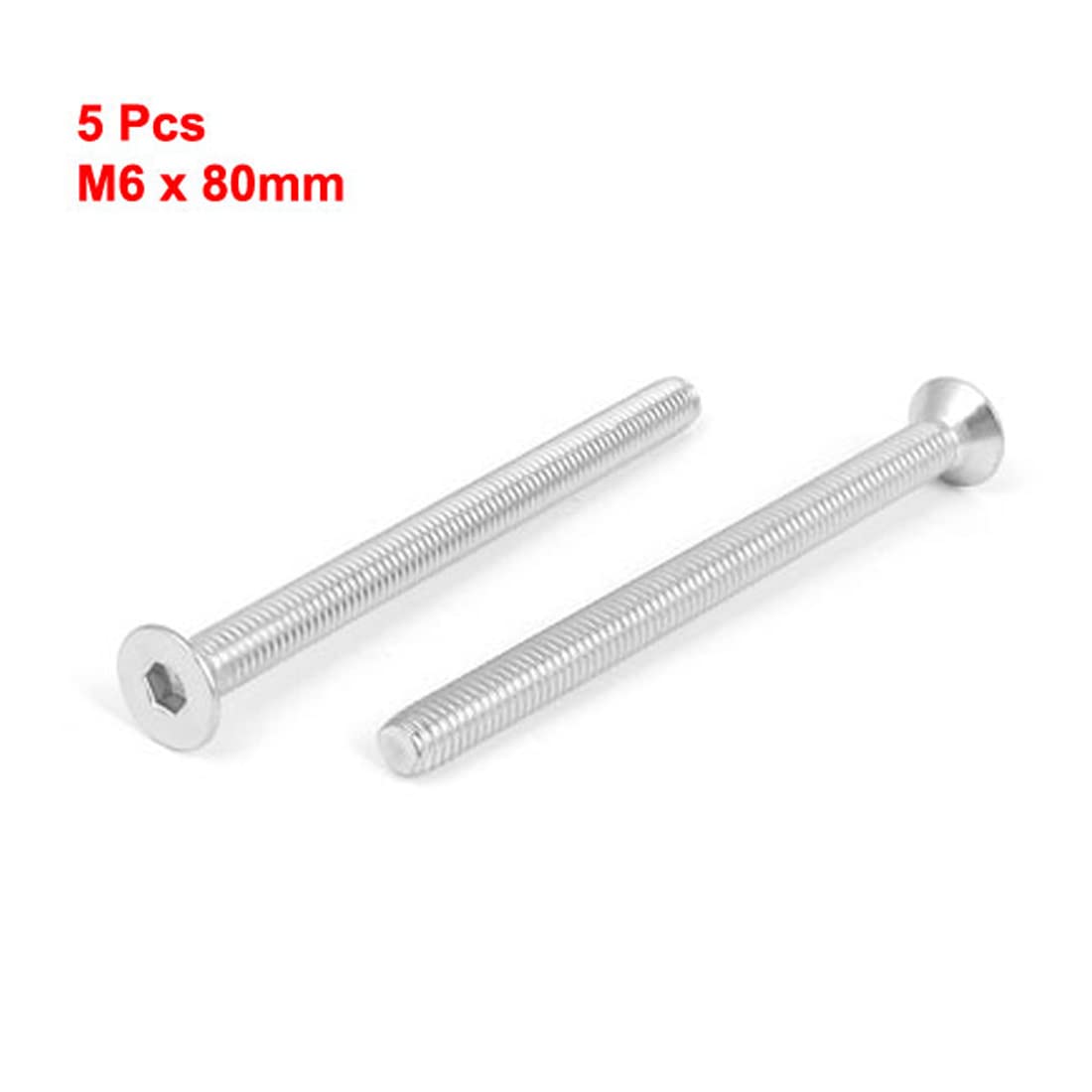 uxcell a15101300ux0189 M6 x 80mm Metric Hex Socket Countersunk Flat Head Screw Bolts 5PCS