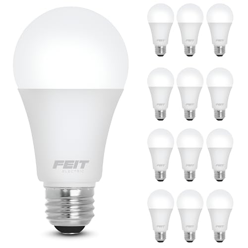 Feit Electric A19 LED Light Bulb, 100W Equivalent, E26 Medium Base, 1500 Lumens, 5000K Daylight White, General Purpose Light Bulbs, 11,000-Hour Lifetime, A1600/850/10KLED/2/6, 12 Pack