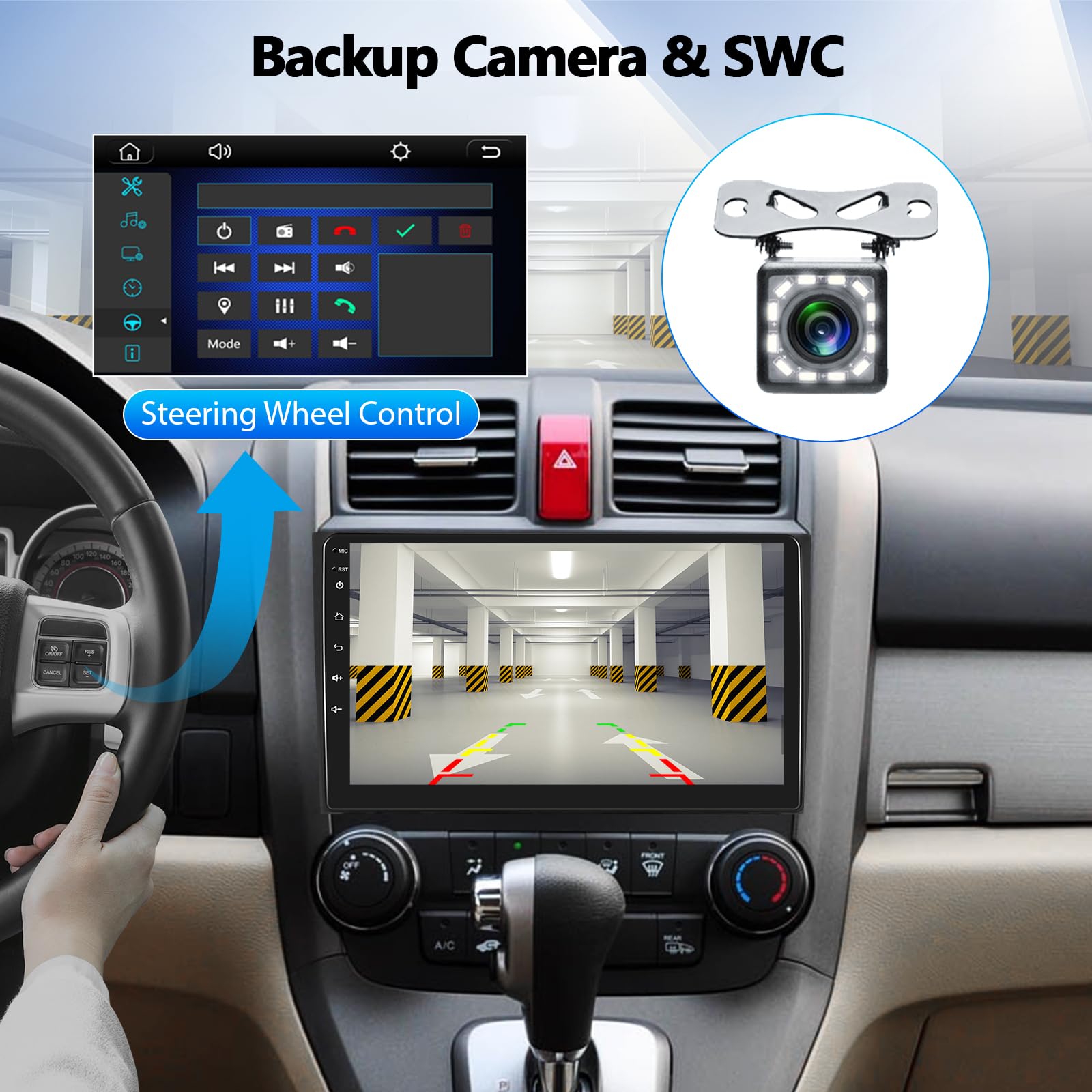 Car Stereo MP5 Player for Honda CRV 2007-2011 Car Radio with Apple Carplay Android Auto Mirror Link, 9" Touch Screen Car Radio with Bluetooth Backup Camera FM SWC Dual USB Input