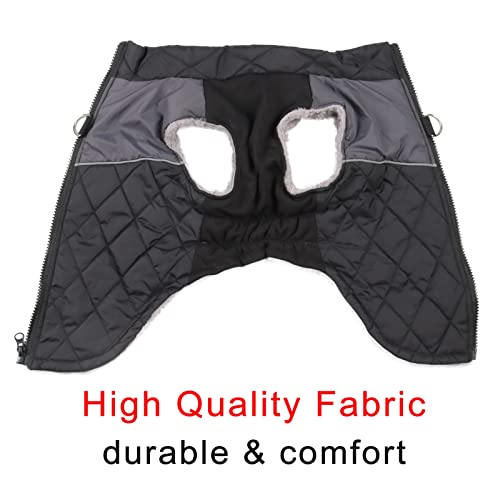 JoyDaog Warm Fleece Dog Coats for Medium Dogs,D-Rings Waterproof Puppy Jacket for Cold Winter,Black L