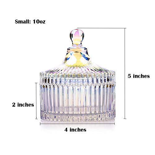 CHOOLD Luxury Colorful Tent Shaped Crystal Candy Jar with Lid,Clear Glass Apothecary Jar Wedding Candy Buffet Jar Food Jar. 10oz