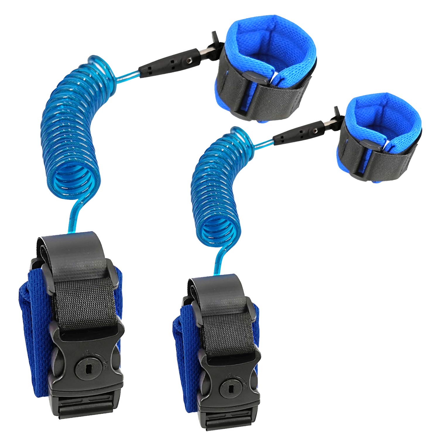 Child Safety Leash for Walking | Toddler Wrist & Hand Leash for Baby & Kids - Upgraded Version with Lock- 2Pack (Blue, 4.9ft + 8.2ft)