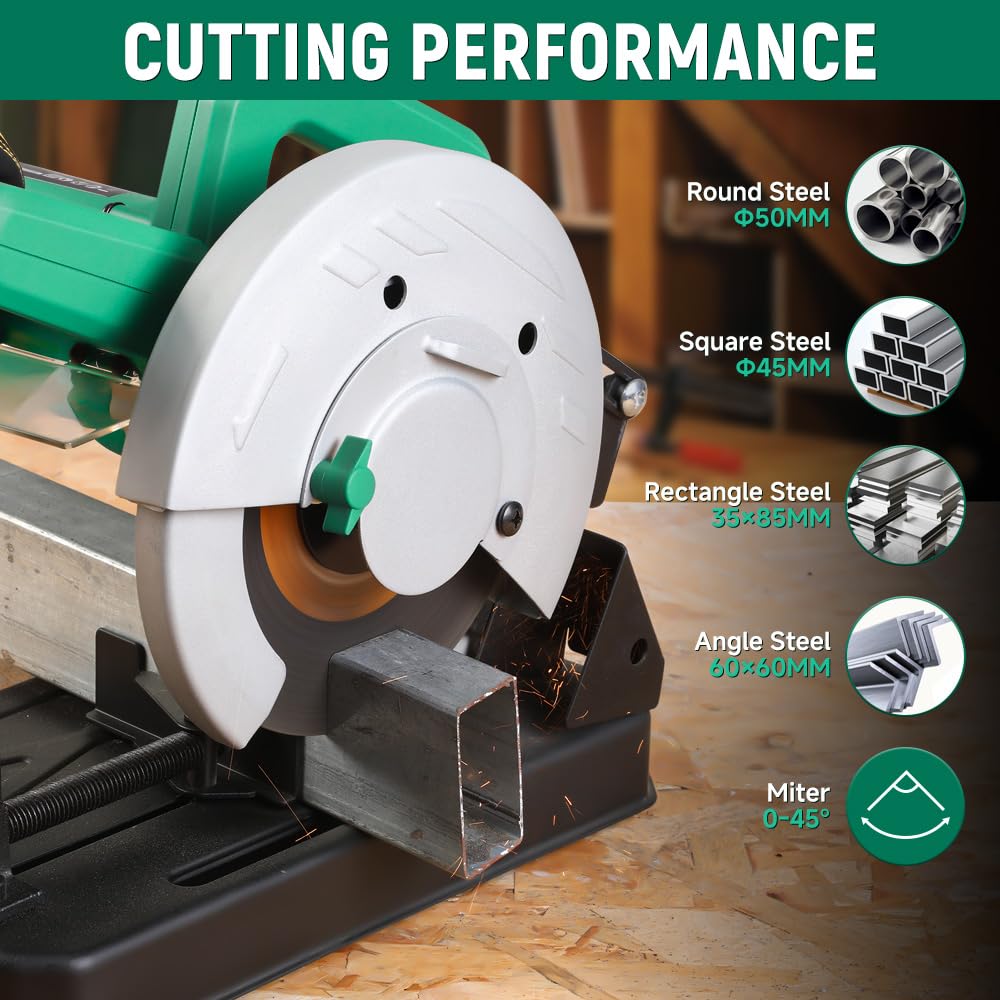Hoteche 7-Inch Metal Cutting Chop Saw 1500W Heavy-Duty Electric Cut Off Machine with Saw Blade