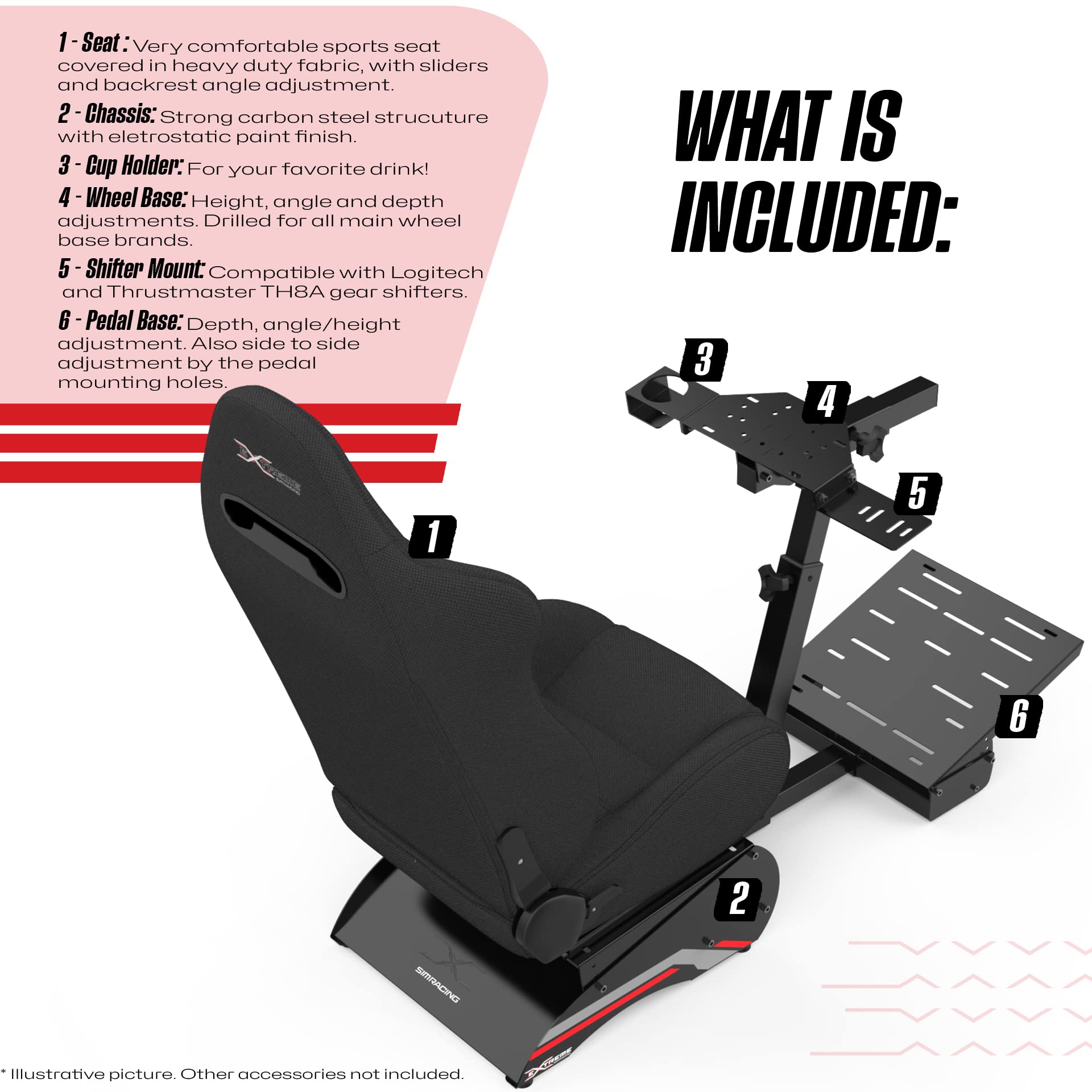 Extreme Simracing Racing Simulator Cockpit - COMPACT 2.0 Racing Simulator For Logitech G27, G29, G920, G923, Thrustmaster And Fanatec