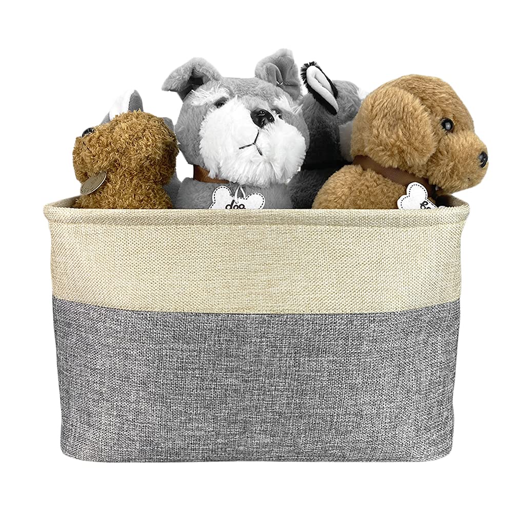 MALIHONG Personalized Foldable Storage Basket with Cute Dog Welsh Terrier Collapsible Sturdy Fabric Pet Toys Storage Bin Cube with Handles for Organizing Shelf Home Closet, Grey and White