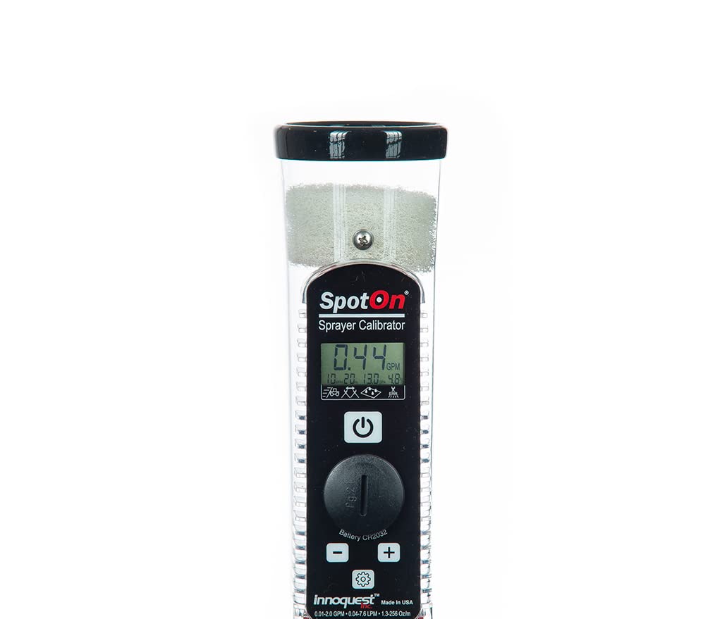 SpotOn SC-2 Sprayer Calibrator - Digital Nozzle Flow Meter for Precise Chemical Application - Pesticide & Fertilizer Rate Calculator - Quickly Check Flow Rate of Sprayer Nozzles