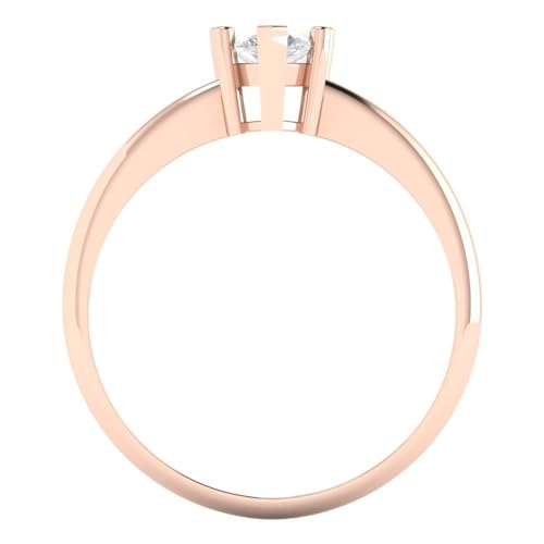 Clara Pucci 1.0 ct Pear Cut Solitaire Moissanite Engagement Wedding Bridal Promise Anniversary Ring 18K Rose Gold Size 8.5
