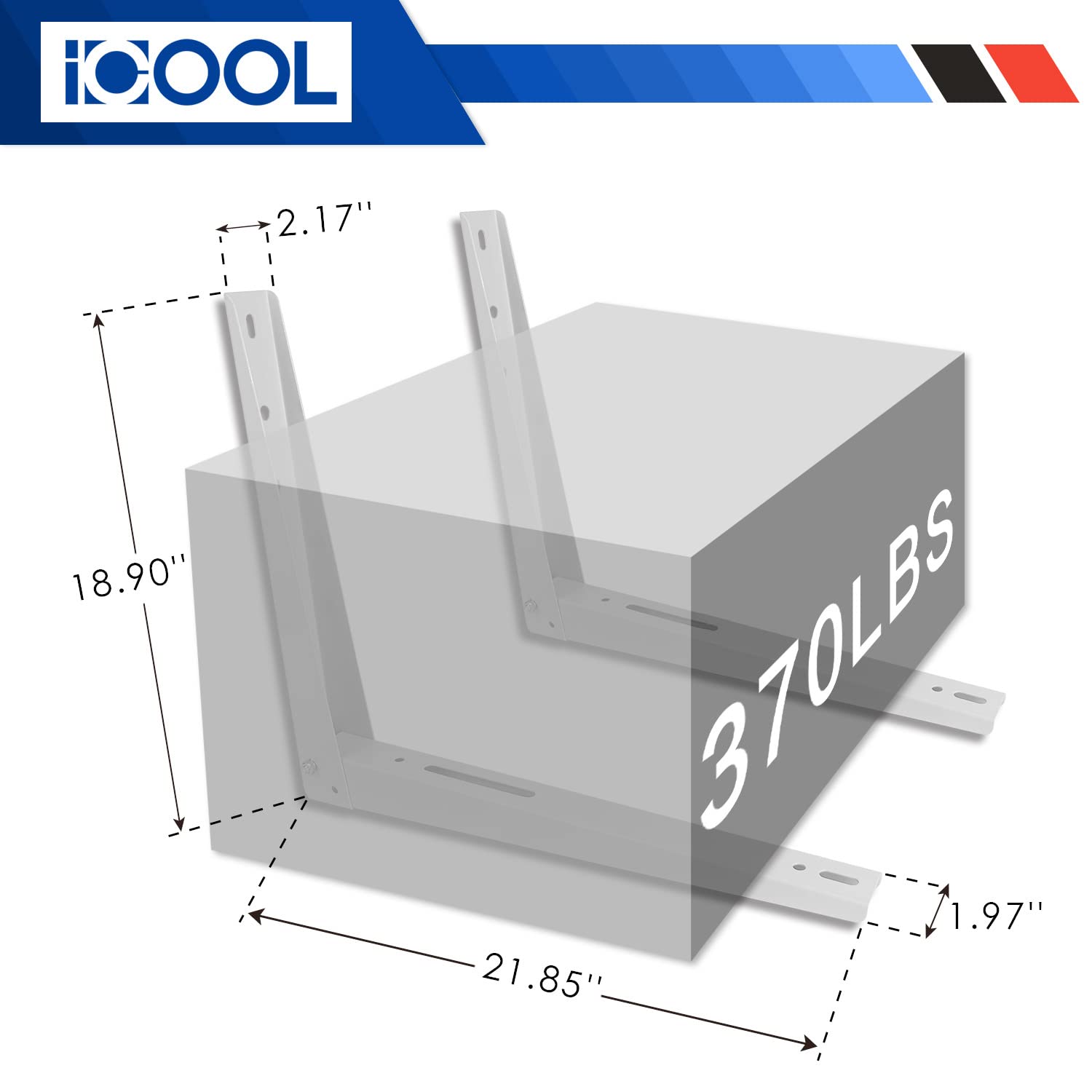ICOOL Mini Split Wall Mounting Bracket (22" L x 19" H) for 9,000-36,000 BTU Universal Ductless Air Conditioners Heat Pumps Compressors, Outdoor Heavy Duty Foldable Condenser Bracket