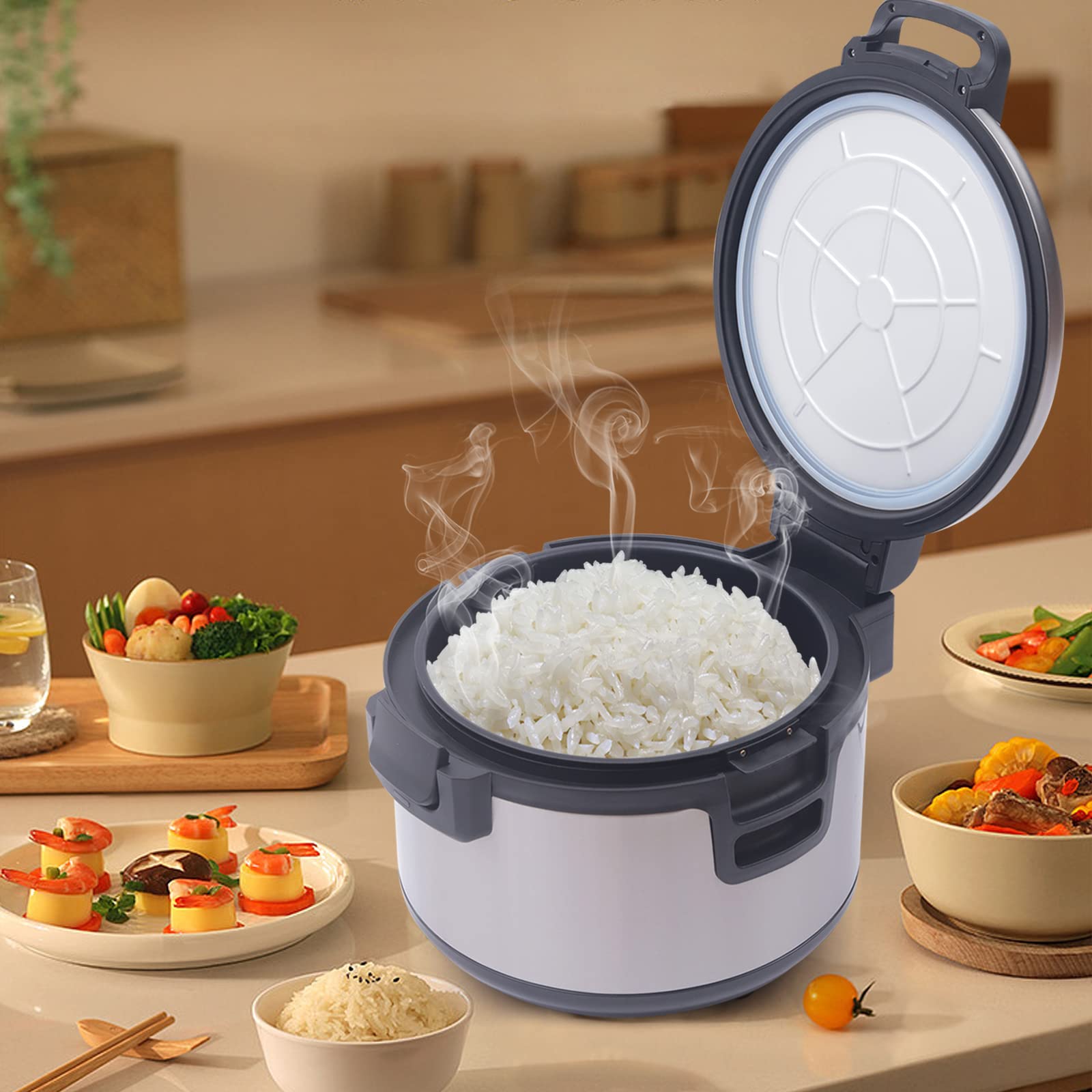 Commercial Electric Rice Warmer Cooker with Non-stick Inner Pot, Stainless Steel, 19 L/20QT-Large for Restaurant Family