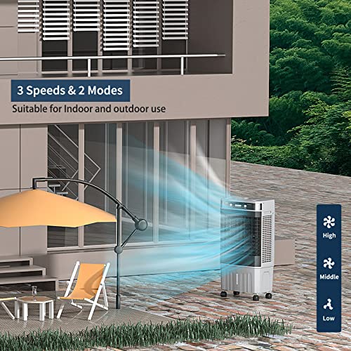 VCJ Evaporative Cooler for room, 120°Oscillation Swamp Cooler with 6 Ice packs,3-Mode 3-Speed Air Conditioner for Outdoor Indoor Use Home Office