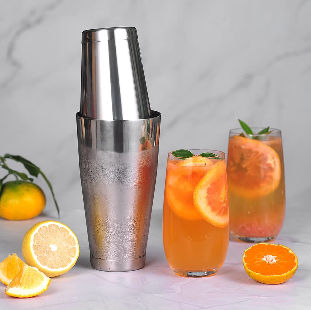 Etens Boston Cocktail Shaker Double Jigger Set, Bundle Shaking Tins 28oz 18oz & Bell Jigger 2oz 1oz for Bartending – Bar Drink Margarita Mixer | Shot Measure Jigger with Measurement | Bartender Kit