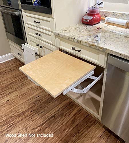 Wood Technology Kitchen Appliance Lift, White, with Self-locking Spring Mechanism for Heavy Appliance Storage and Space Savings