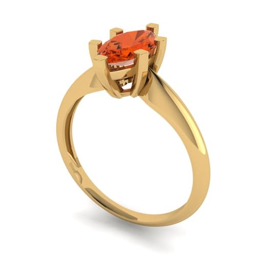 Clara Pucci 1.0 ct Marquise Cut Solitaire Red Simulated Diamond Engagement Bridal Promise Anniversary Ring 18K Yellow Gold Size 3.75