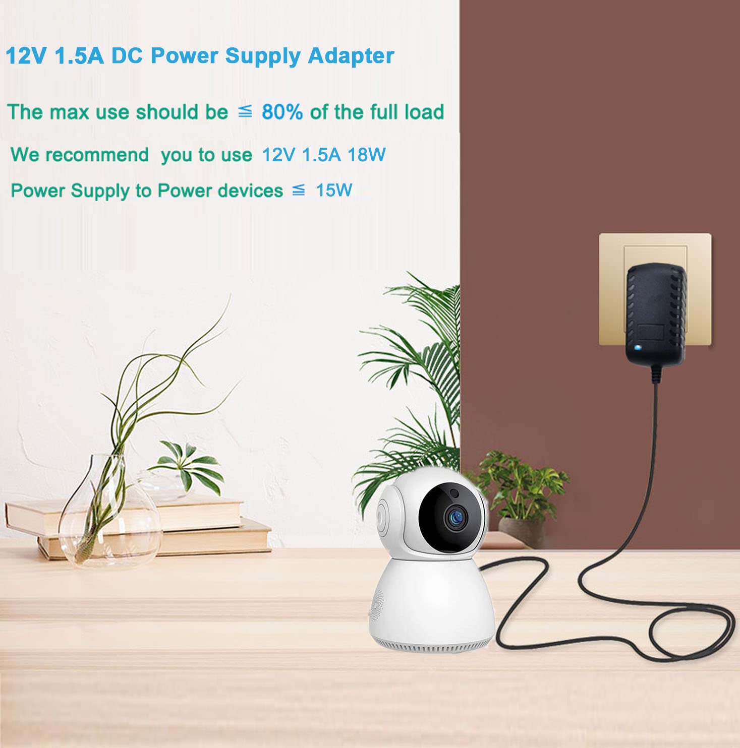 MTYTOT DC 12V 1.5A 1500mA Power Supply Adapter 100-240V AC to DC 12Volt Transformers Switching Power Supply 5.5mm x 2.5/2.1mm DC Plug for 12V led Strip Light CCTV Camera,12 Volt 1.5Amp AC/DC Adapter