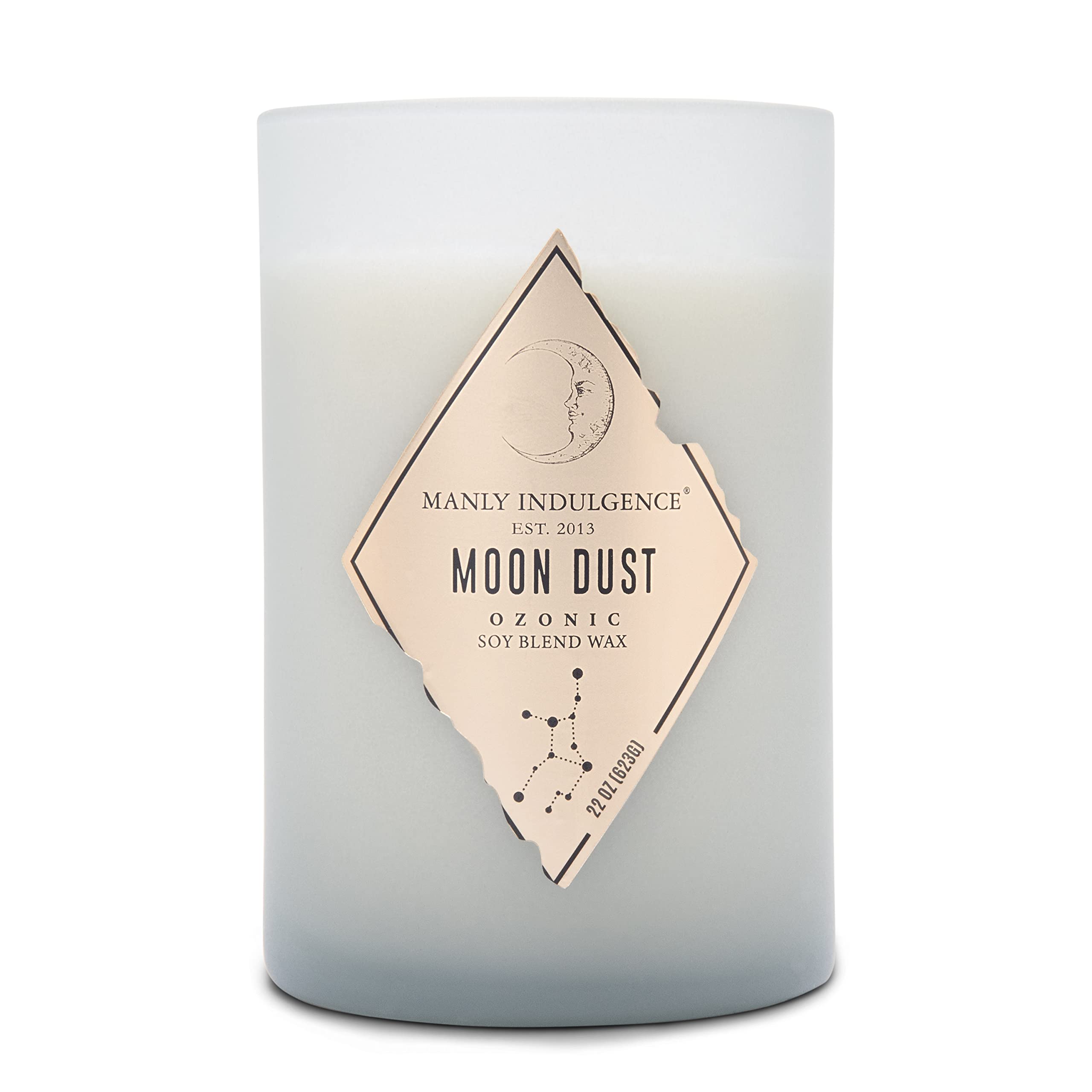 Manly Indulgence Moon Dust Scented Jar Candle, Rebel Collection, 2 Wick, Blue, 22 oz - Up to 120 Hours Burn