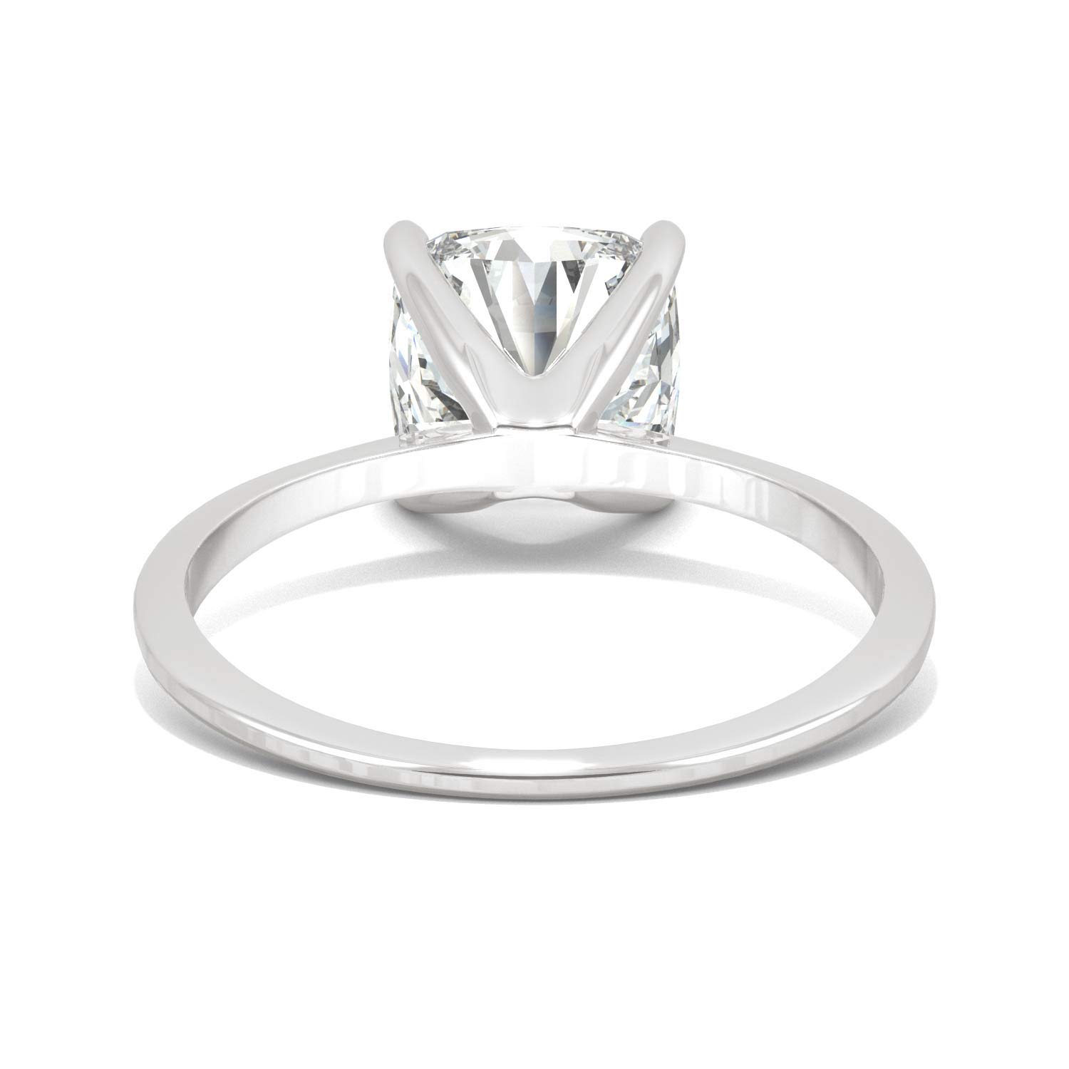 Charles & Colvard Created Moissanite 8mm Cushion Cut Solitaire Engagement Ring for Women | 2.4 cttw DEW | Lab Grown | Solid 14K White Gold with Rhodium | Size 4