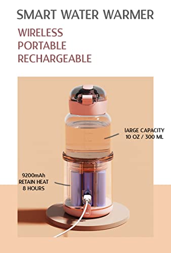 MOMOLIA Portable Water Warmer for Formula, Breastmilk, Precise Temp Control, 10 oz. Rechargeable, Wireless Bottle Warmer for Car, Travel, Outdoor, Battery Powered(White)