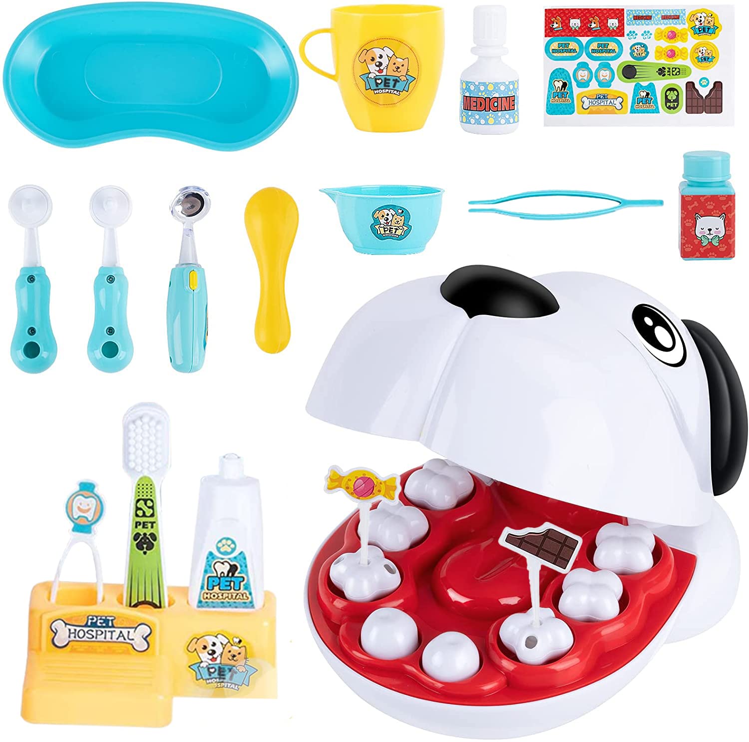 TNOIE Kids Toys, 17 Pieces Simulation Medical Set Role Play Toy, Fun Educational Pretend Play Doctor Toys Gift for Kids Boys Girls Aged 3 4 5 6