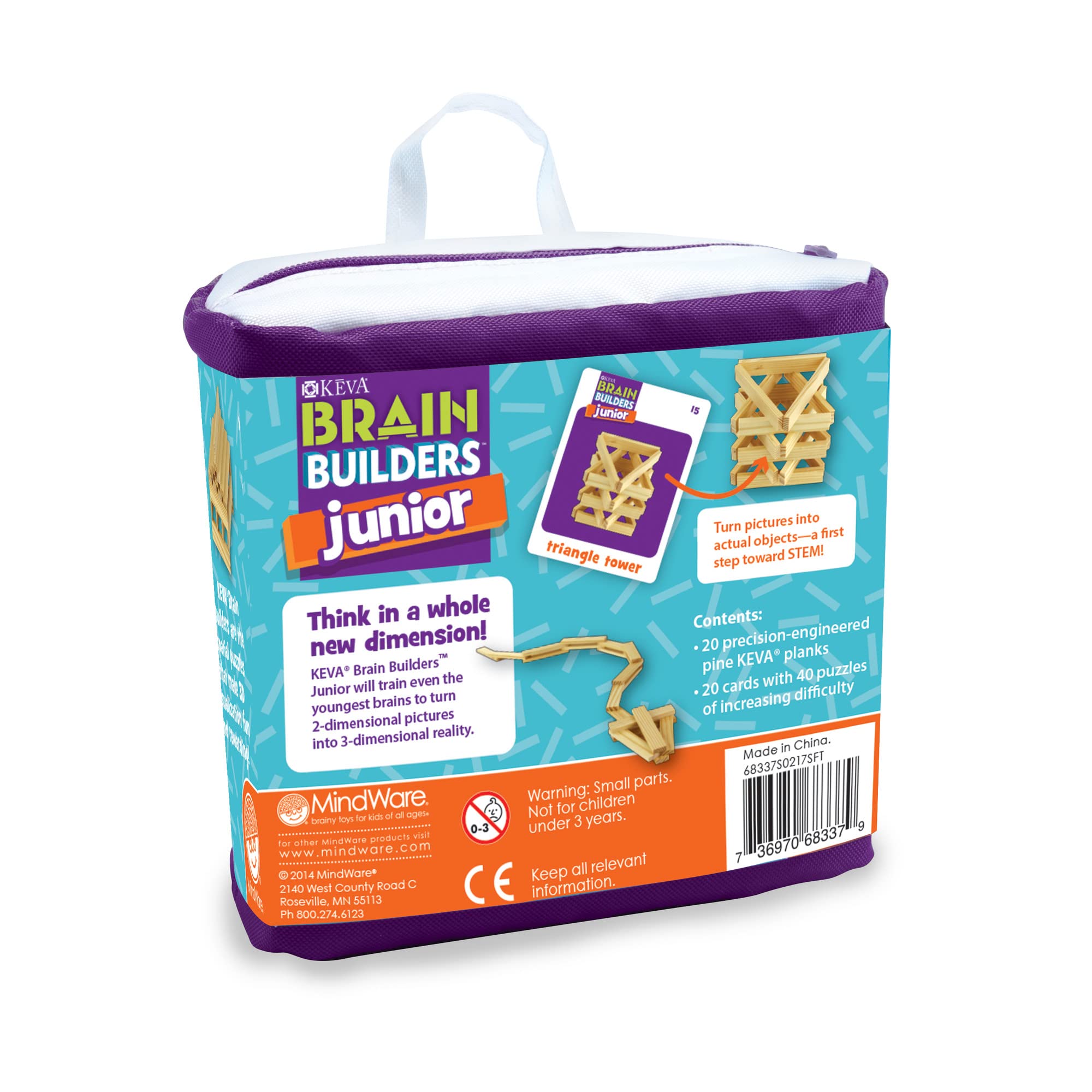 MindWare KEVA Brain Builders Set of 2: Original KEVA Brain Builders and KEVA Brain Builders Junior β Great Addition to STEM Building Toys and Classroom Games β 40 Planks & 70 Puzzles Total