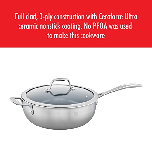 ZWILLING Spirit Ceramic Nonstick Perfect Pan, 4.6-qt, Stainless Steel