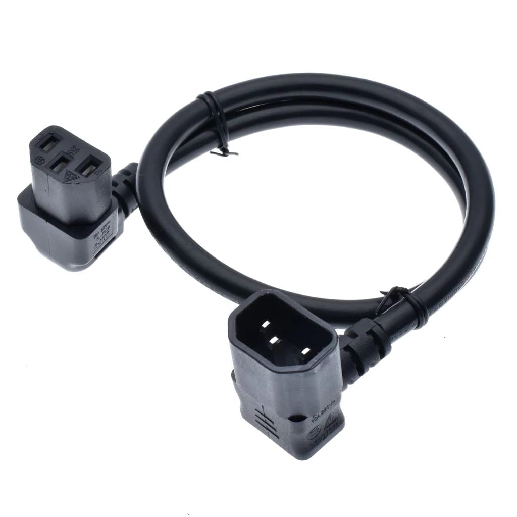 Toptekits 5ft/150cm C14 to C13 PDU Power Supply Extension Cord,90-Degree Down Angle IEC 320 C14 to 90-Degree Down Angle IEC 320 C13 Power Plug Converter Adapter Cable Cord (5ft/1.5m)
