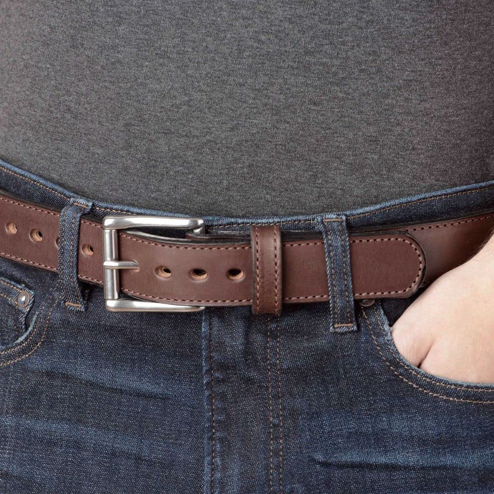 Bullhide Belts Mens Leather Belt for Casual Dress, 1.50" Wide, Brown, 38 Inches