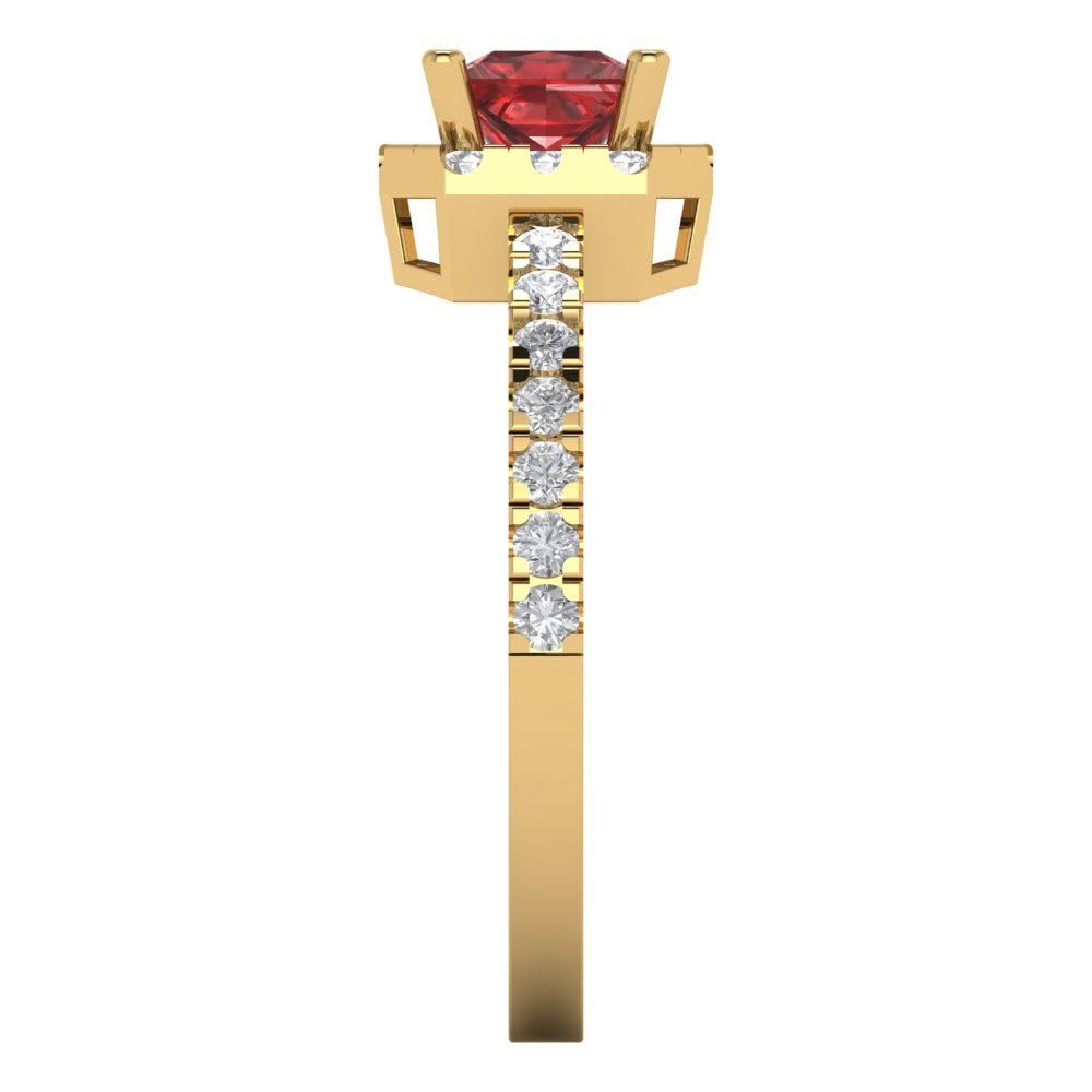 Clara Pucci 1.40 ct Princess Cut Solitaire Natural Garnet Designer Anniversary Bridal Engagement Ring 14k Yellow Gold
