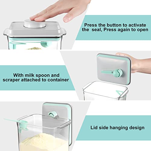 vione Airtight Food Storage Container Sets, Pop Up Food Containers With Lids, Stackable Formula Container for Rice Coffee Flour Sugar Cereal (1700ML（Anti-UV）)
