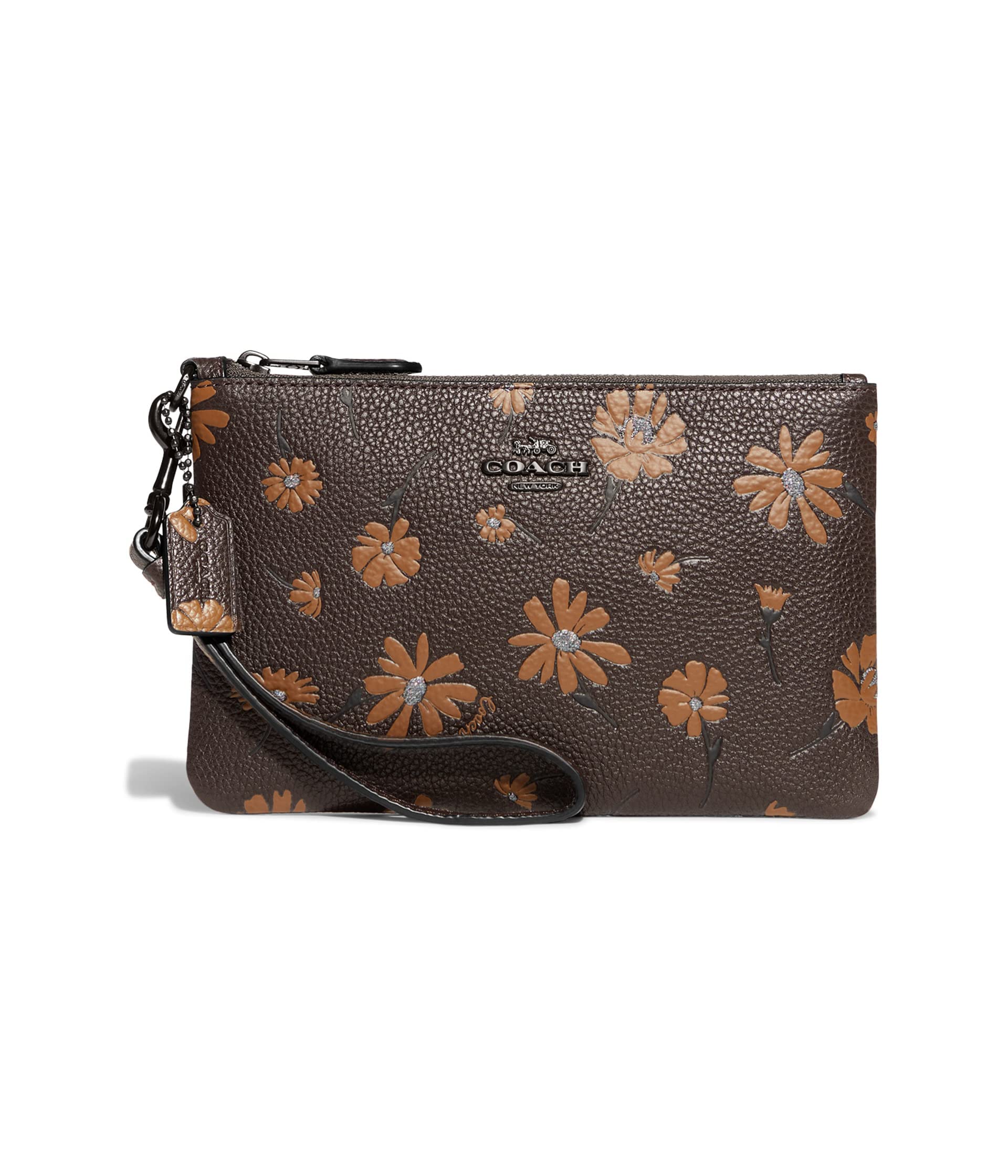 Coach Floral Printed Leather Small Wristlet Multi One Size