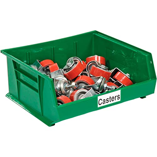 Global Industrial Green Plastic Stacking Bin 16-1/2 x 14-3/4 x 7, Lot of 6