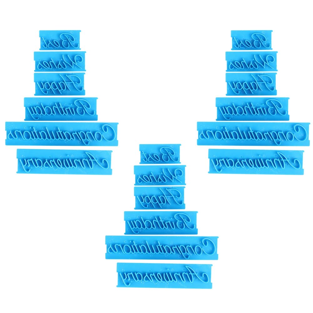 Fdit 3 Set Cake Decorating Printing Handwriting Letter Cake Embosser DIY Plastic Molds for Cupcakes Cookies