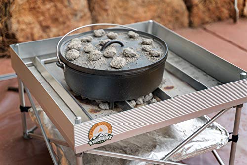 Dutch Oven Fire Table Bundle | Pop-Up Fire Pit + Frontier Grates | Portable Dutch Oven Table & Fire Pit | 13lbs. Total Weight | Packs Smaller Than A Camping Chair | Heat Shield Included