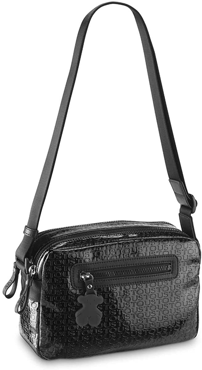 TOUS Waterproof Vinyl Combined with Patent Leather Effect Crossbody Bag for Women, 16x23x7.5 cm, Lindsay Collection
