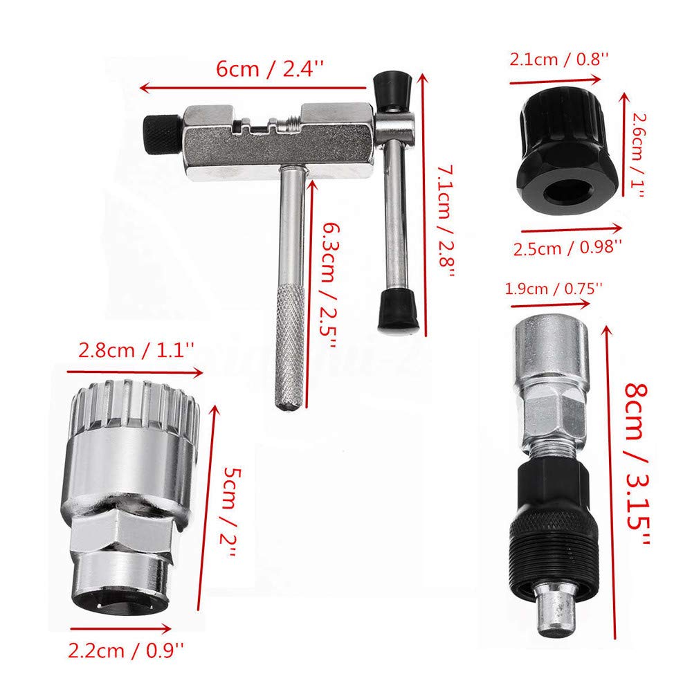 Toxz 4Pc Mountain Bike MTB Bicycle Crank Chain Axis Extractor Removal Repair Tool Kit,Chain Breaker,Crank Extractor,Bracket Removal Tool,Suitable for Outdoor Biking