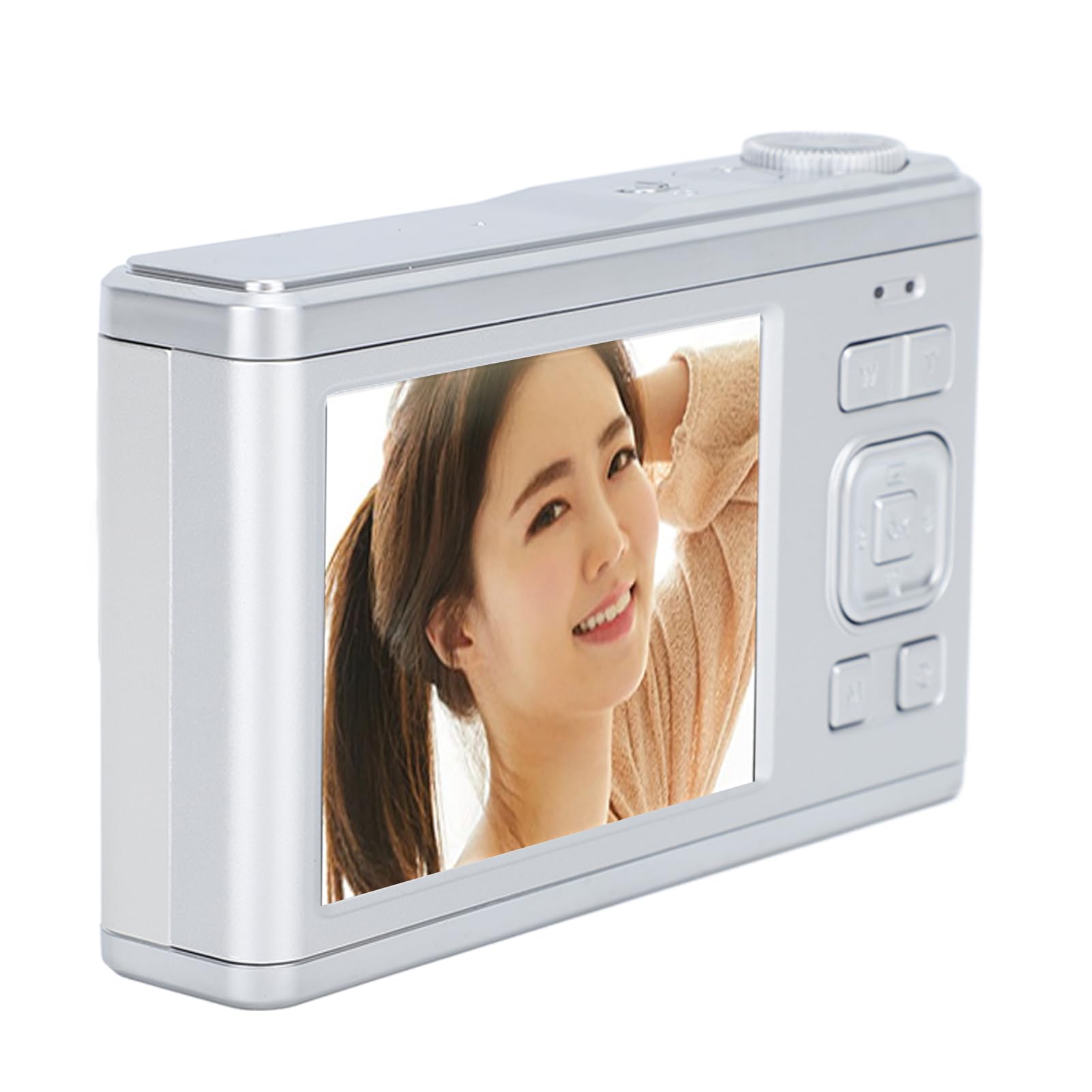 Compact Camera, Autofocus Digital Camera Dual HD IPS Screen with Built in Flash for Photography (Silver)