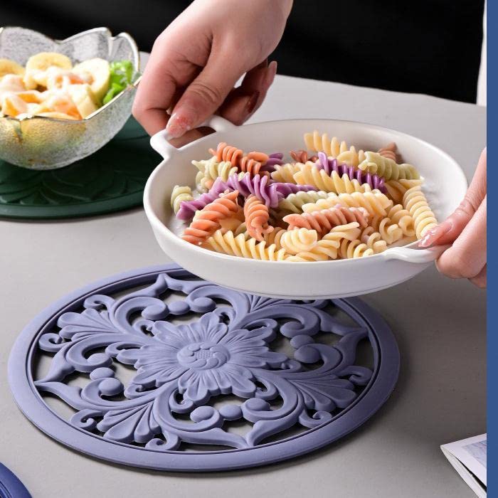 Smithcraft Silicone Trivets for Hot Dishes, Pots and Pans, Hot Pads for Kitchen Counter, Pot Holders for Tabletop & Countertop, Multi-use Heat Resistant Mat for Table, Non Stick Trivet Mat Set 3 Teal