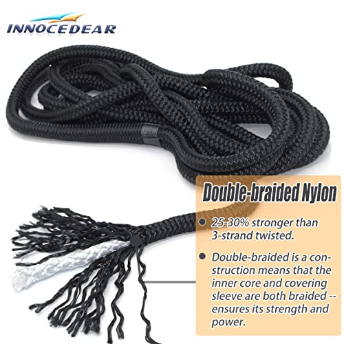 INNOCEDEAR 4 Pack 1/2β X 15β Dock Lines|Marine-Grade Double-Braided Nylon Dock Line with 12β Eyelet.Hi-Performance Boat Rope Mooring Rope Black Dock Line