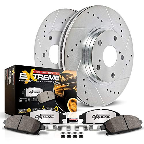 Power Stop K2429-36 Front Z36 Truck & Tow Brake Kit, Carbon Fiber Ceramic Brake Pads and Drilled/Slotted Brake Rotors