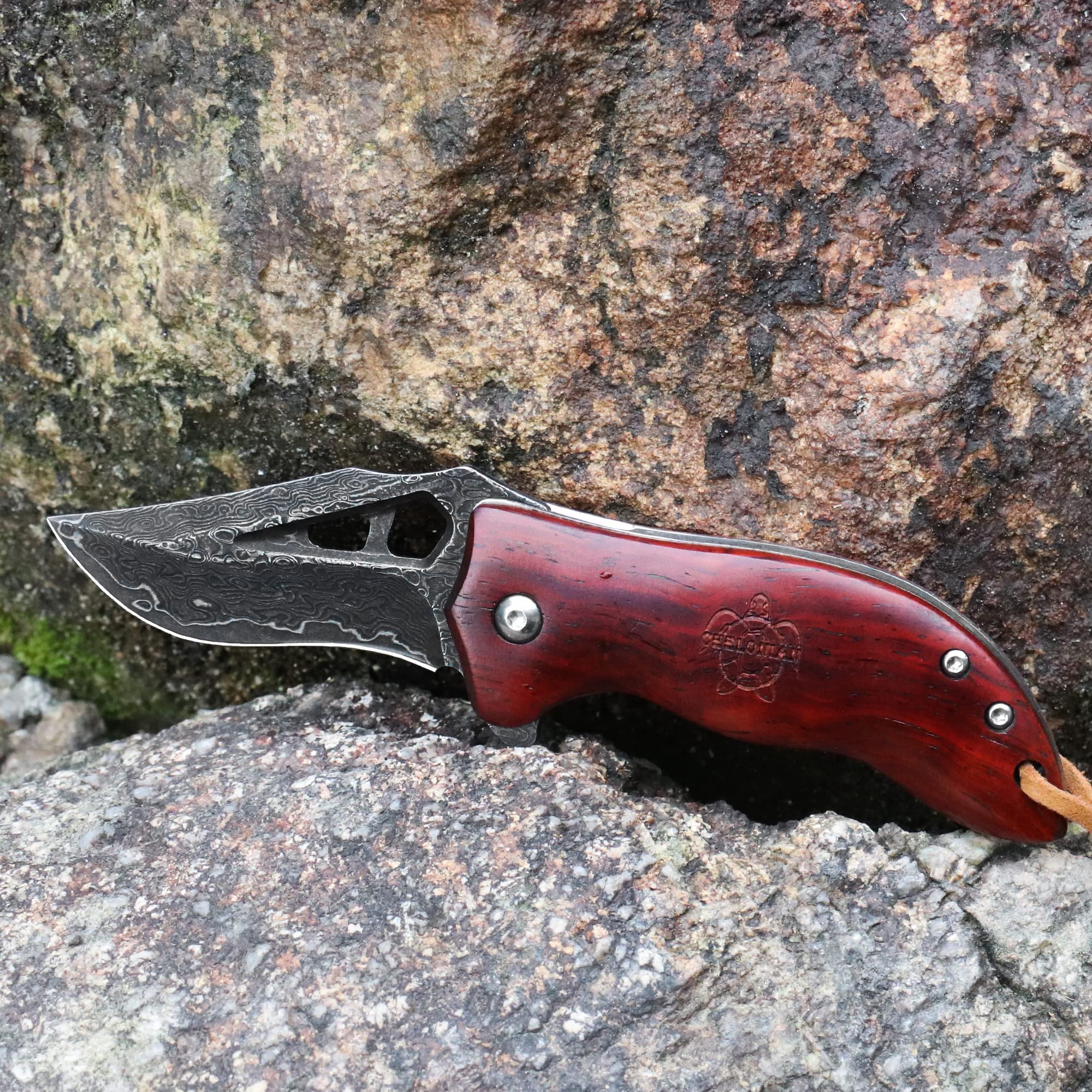 CHELONIAN Gifts for Dad,EDC Retro Folding Pocket Knife with Sandalwood Handle,Gift for Men,Collection