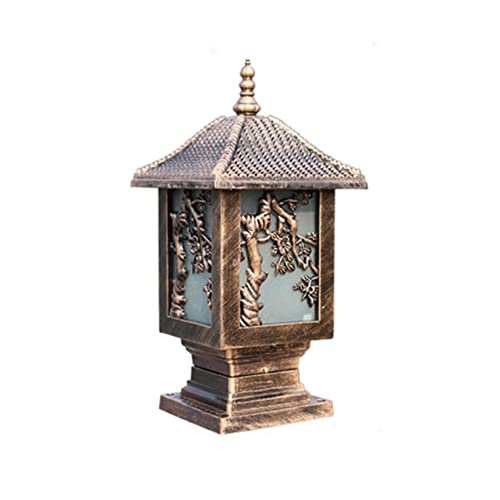 JSBDPHW European Style E27 Pillar Lamp Outdoor Courtyard Fence Column Light Waterproof IP65 Glass Lampshade Villa Garden Post Light Lawn LampLandscape Light