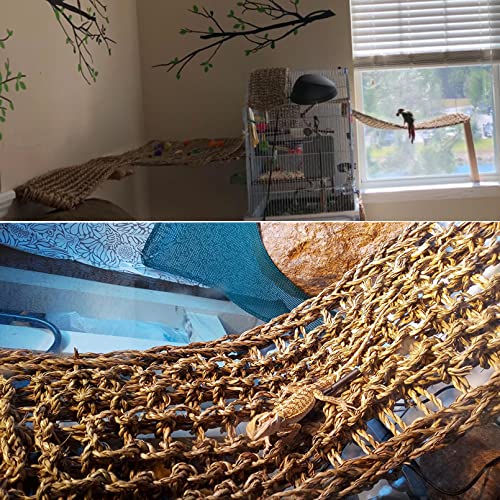 MUYG Bearded Dragon Tank Hammock,Natural Seagrass Reptile Lounger Hammocks Decor Flexible Leaves Jungle Climber Vines Habitat Accessories for Lizard Chameleon Gecko Snakes(5 PCS)