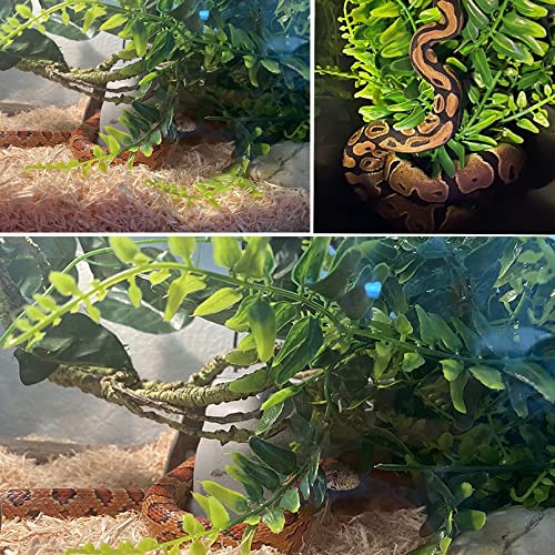 MUYG Reptile Terrarium Plants Decoration,Bearded Dragons Habitat Bendable Hanging Jungle Vines Decor Lizard Tank Artificial Leaves Plant Accessories for Lizards Snake Geckos Chameleon