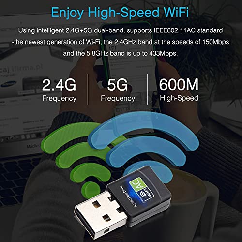EKDSPW USB WiFi Adapter USB Ethernet WiFi Dongle 600Mbps 5Ghz LAN USB Wi-Fi Adapter PC Antena WiFi Receiver AC Wireless Network Card (Color : D)